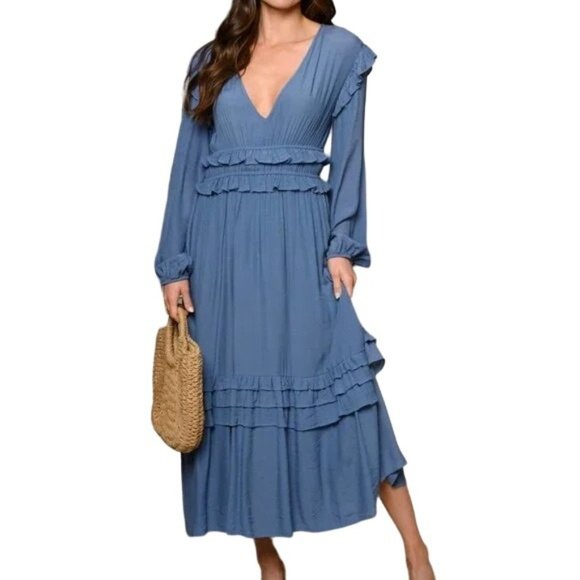 Papermoon | Dresses | Papermoon Ruffle Midi Dress Women L Tiered ...